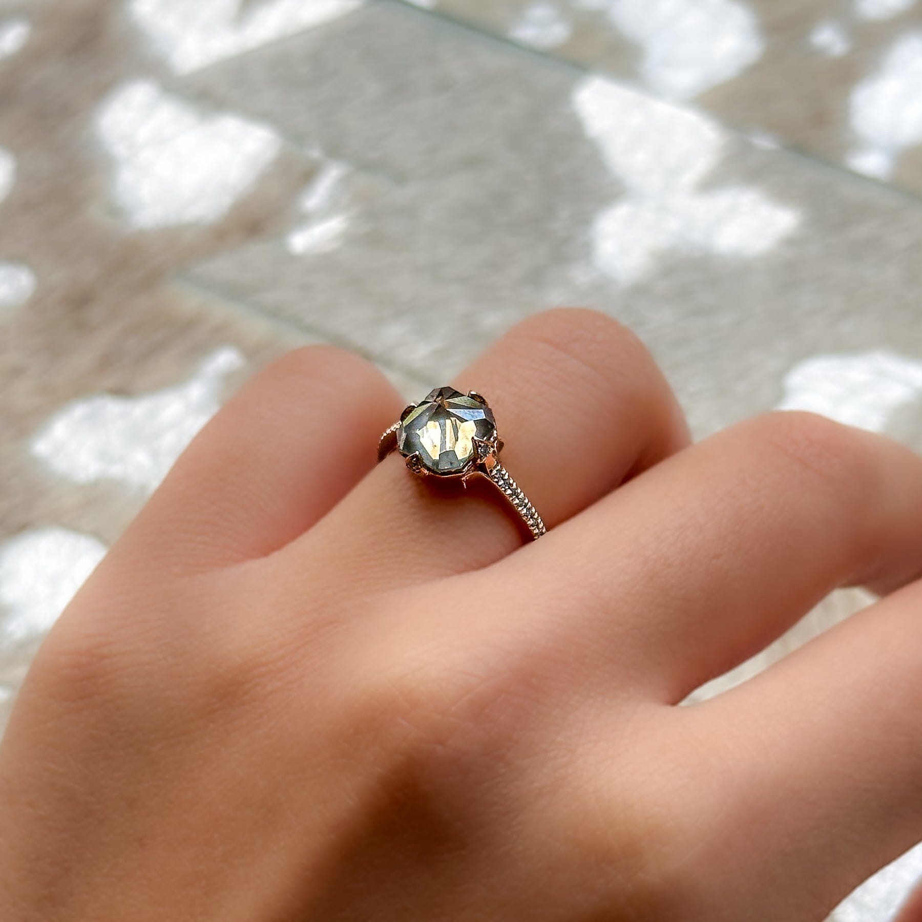 Inverted Grey Diamond Ring