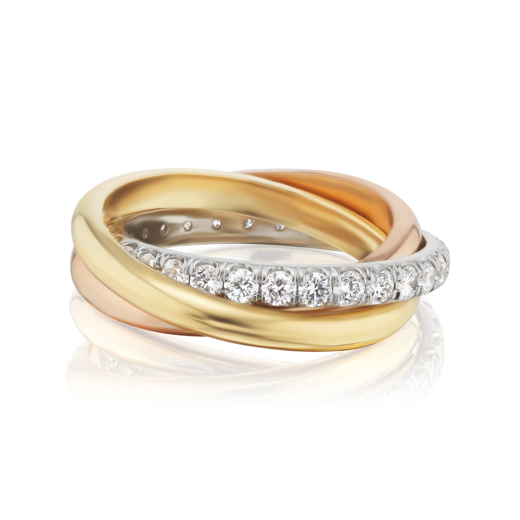 Tri Color Diamond Rolling Ring